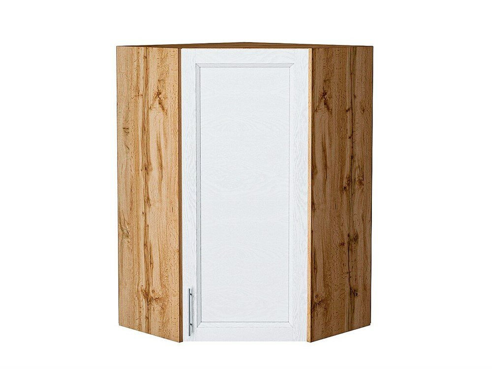 VVT Шкаф верхний угловой Сканди Дуб Вотан, White Softwood, 920 В*Ш*Г 920*600*600, фасад МДФ White Softwood, корпус Дуб Вотан White Softwood