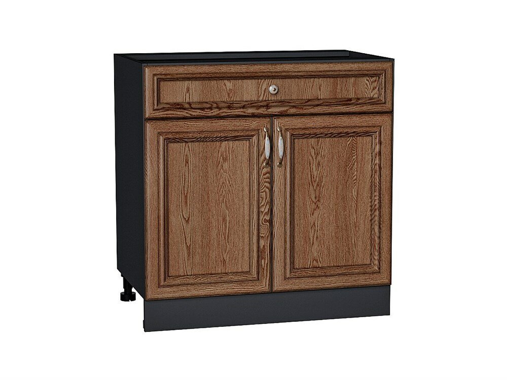 VVT Шкаф нижний с 2-мя дверцами и ящиком Шале Graphite, Brown Dreamline, 800 В*Ш*Г 816*800*480, фасад МДФ Brown Dreamline, корпус Graphite Brown Dreamline