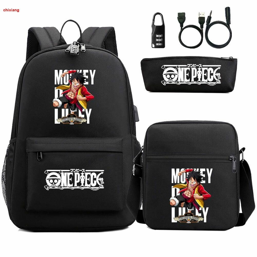 Рюкзак ONE PIECE "Monkey D Luffy", для школы, текстиль, серый