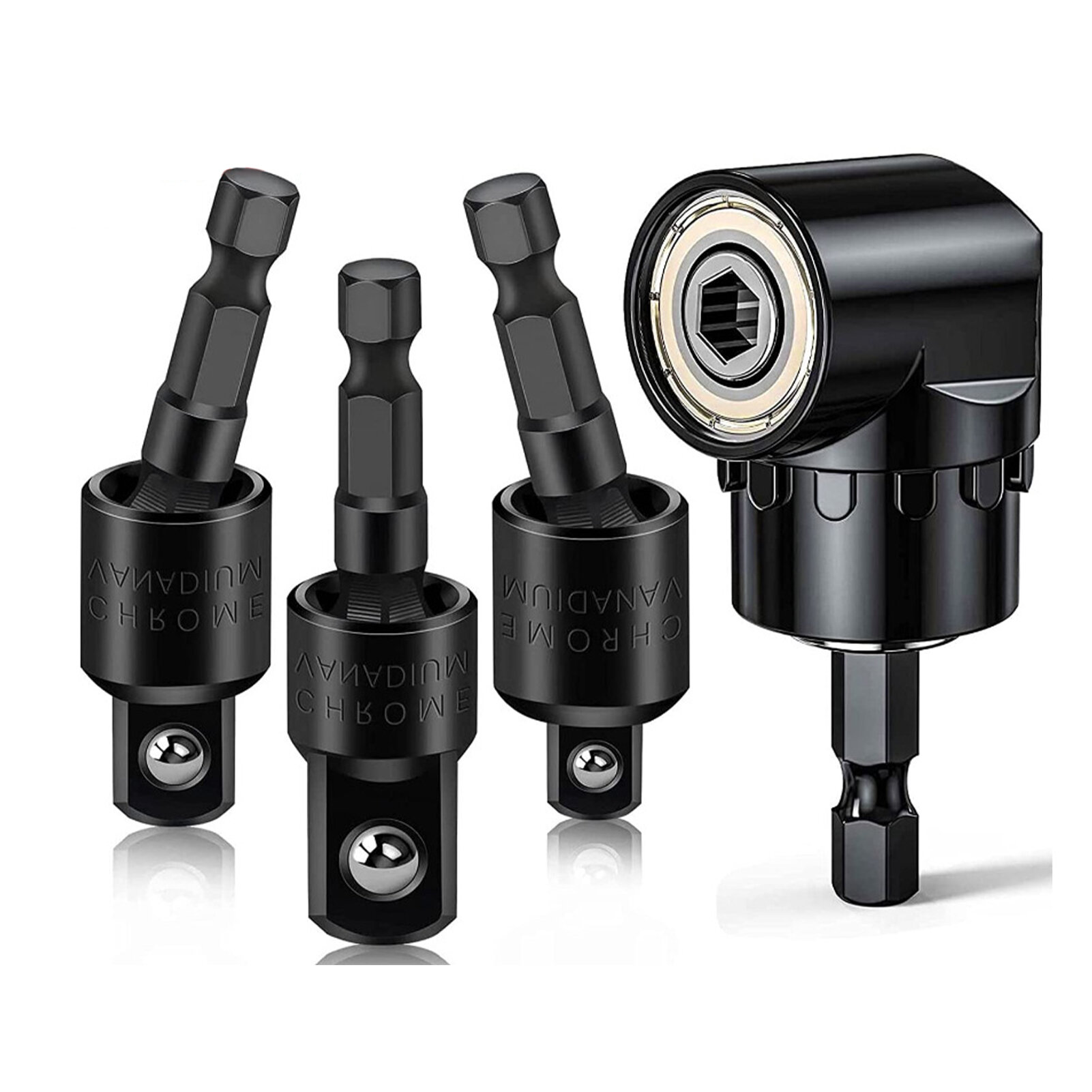 Набор из 3 переходников-удлинителей для торцевых головок 1/4" 3/8" 1/2" с поворотным шарниром на 360°, для дрели, гибки отвертки, ручной инструмент для ремонта автомобилей и оборудования.