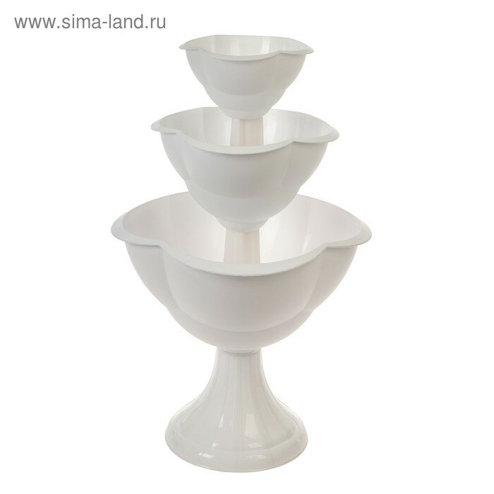 Клумба пластиковая, 3 яруса, d = 27–40–55 см, высота бортика 90 см, белая, «Водопад»