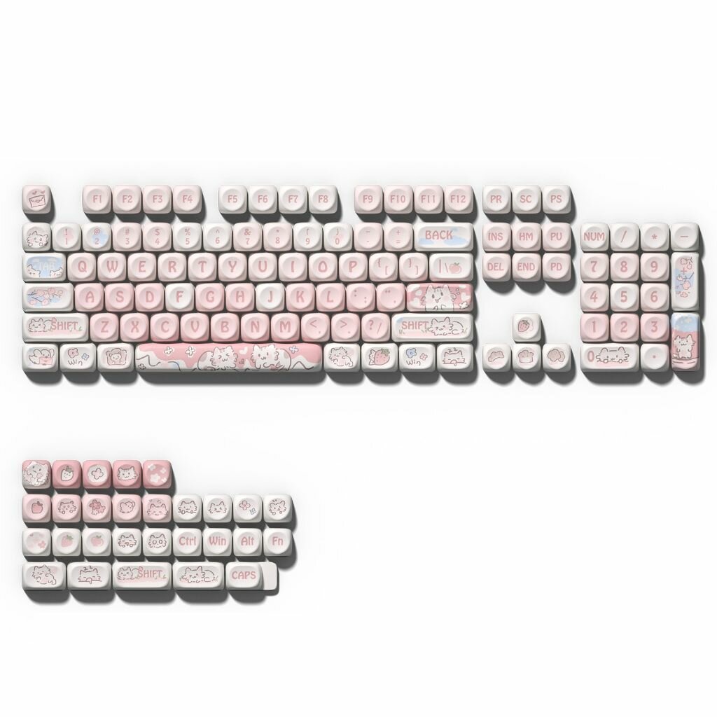 PBT Keycap Set 132Keys Клубничный котенок котенка MOA Клавицы для механической клавиатуры