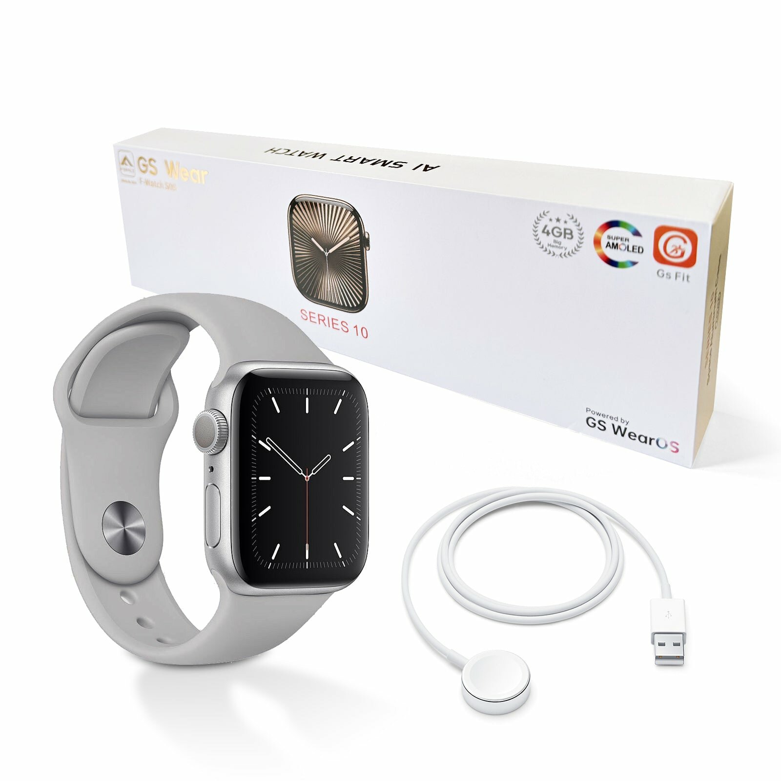Умные часы JUYU GS10 Mini с диагональю 1,75 дюйма, AI, NFC, GPS и 5-дневной батареей，серый