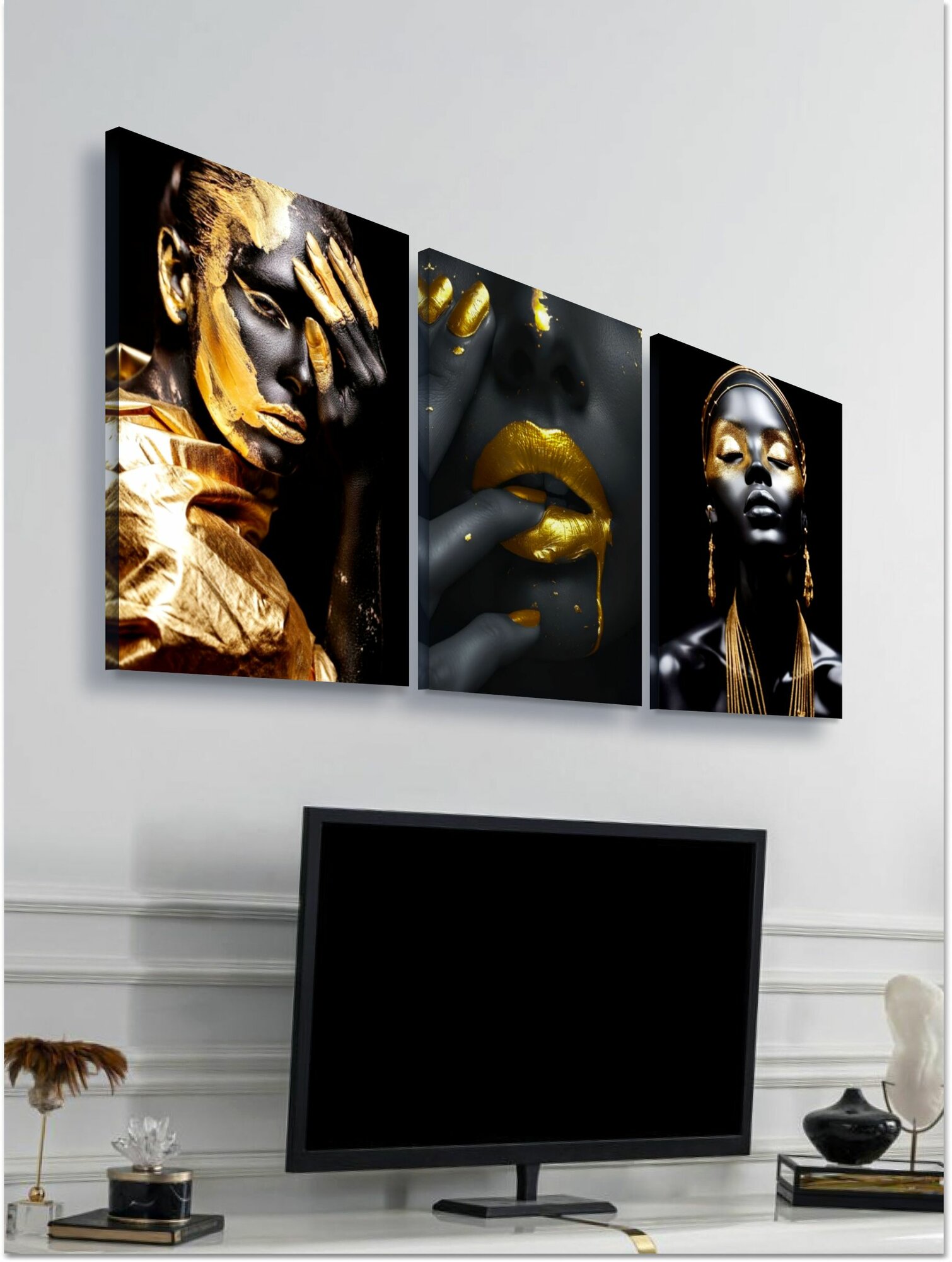 Картина Женское золото модульная 50x70см 3шт.