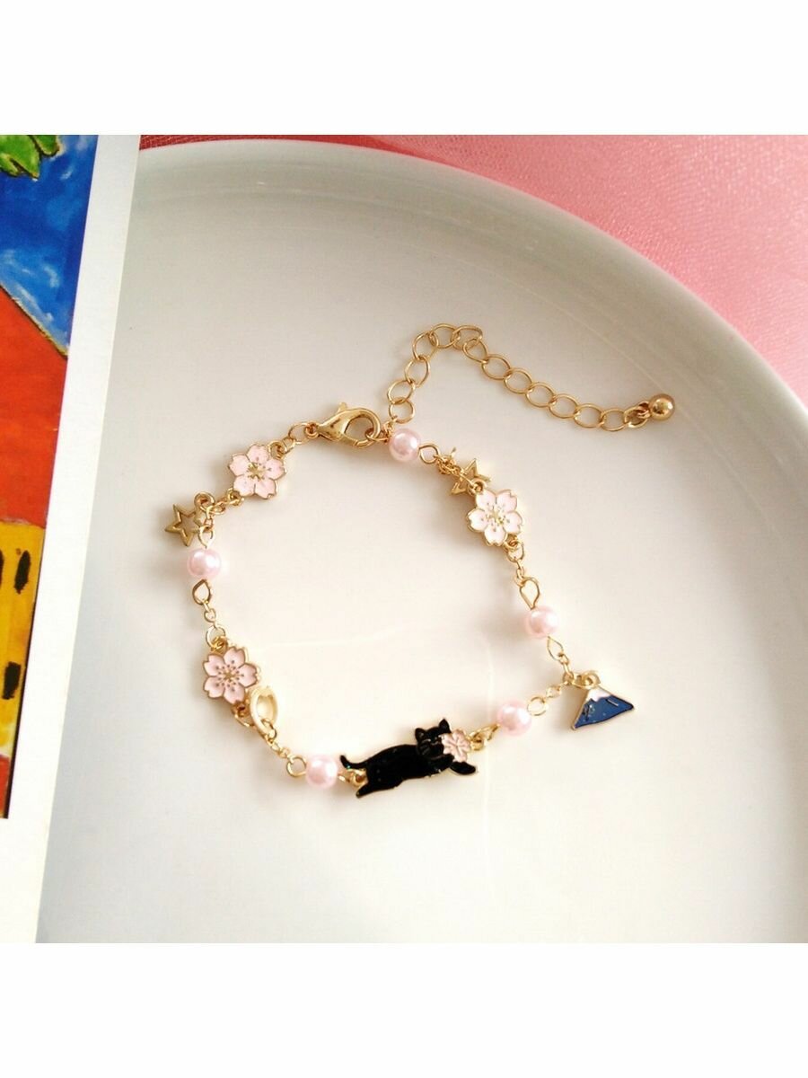 Браслет, металл, искусственный камень