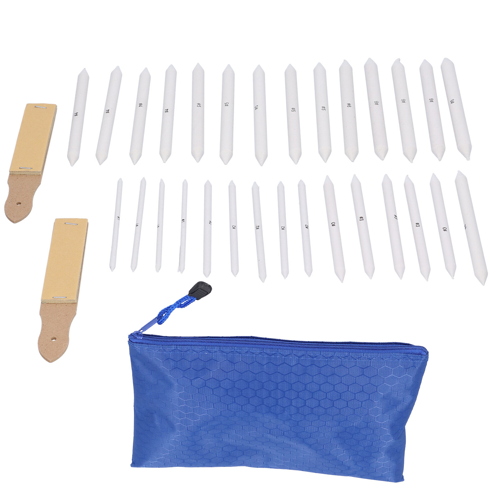 Набор инструментов для растушевки и кручения карандашей, а также 2 карандаша-указки с наждачной бумагой для эскизов.