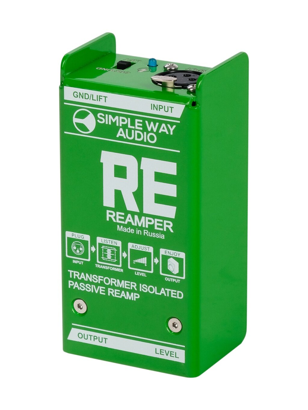 RE-GR Reamper Дибокс, преобразователь сигнала для гитары, пассивный, зеленый, Simpleway Audio