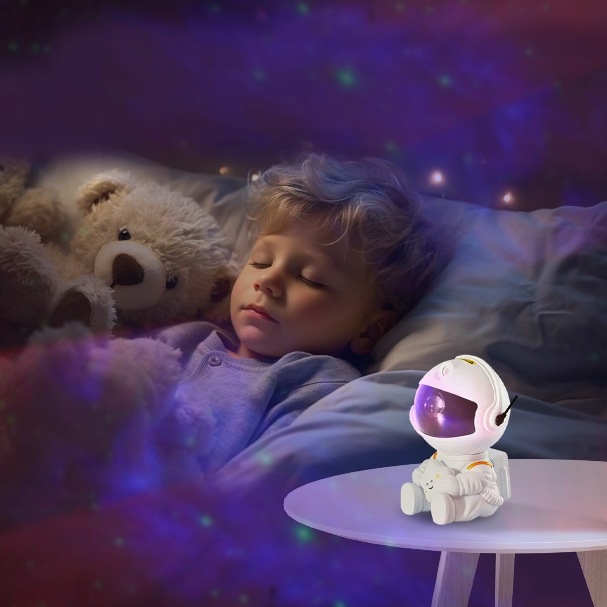 Ночник звездное небо детский, проектор космонавт с пультом, светильник астронавт настольный для сна с таймером, для мальчика, для девочки