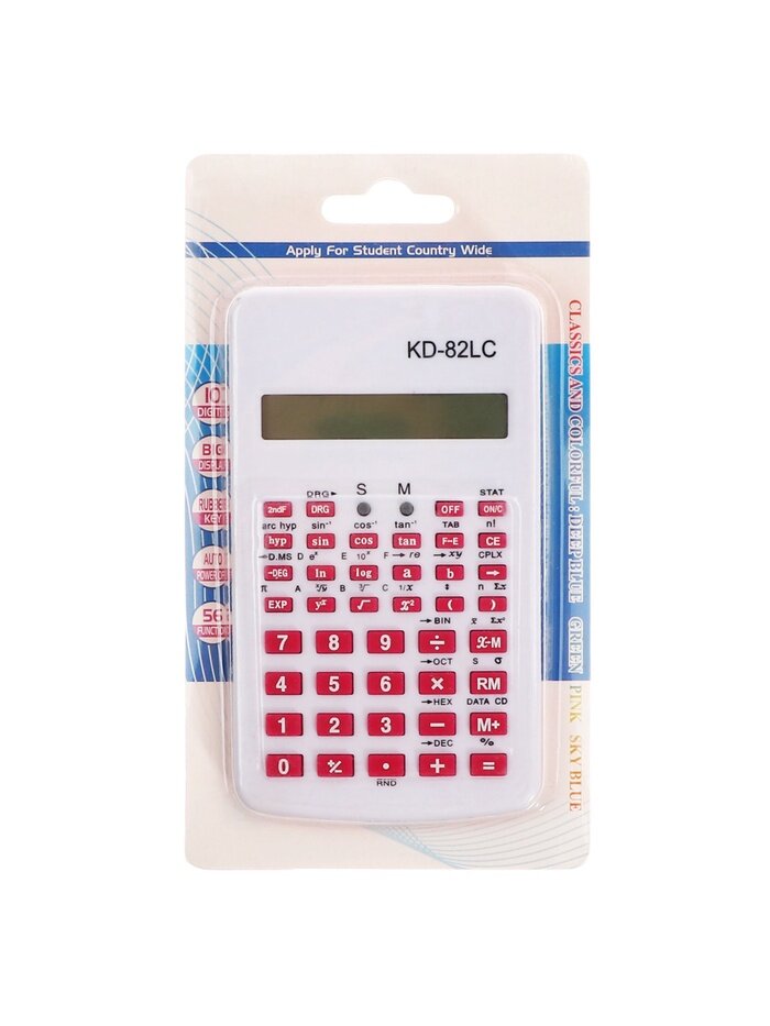 Калькулятор инженерный 10-разрядный, корпус белый, с розовыми кнопками