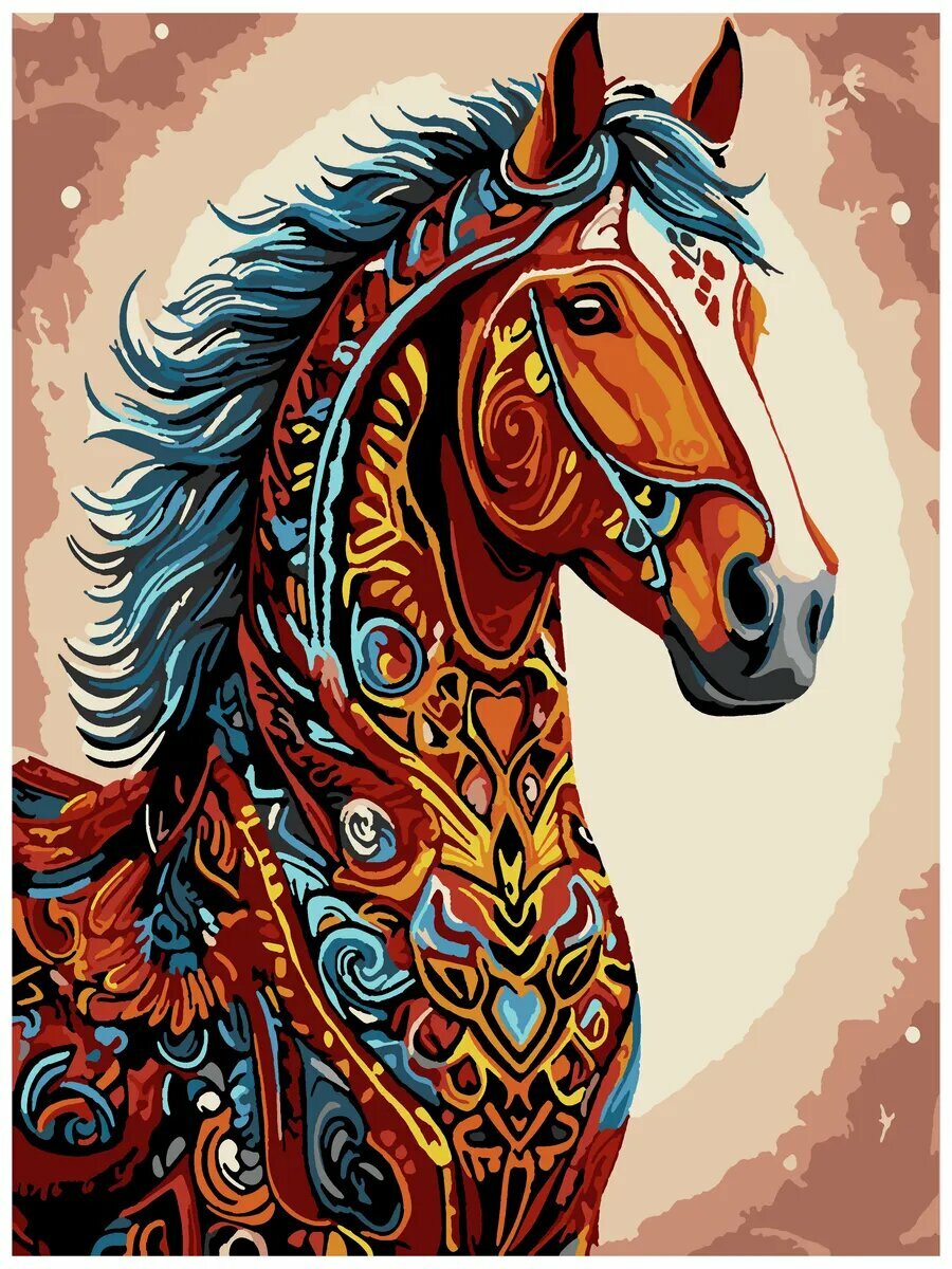 Картина по номерам "Лошадь", акриловые краски, холст на подрамнике, 40x50 см