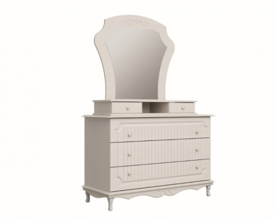 Комод с зеркалом Олимп 06.115 Кантри Вудлайн кремовый/Сандал белый