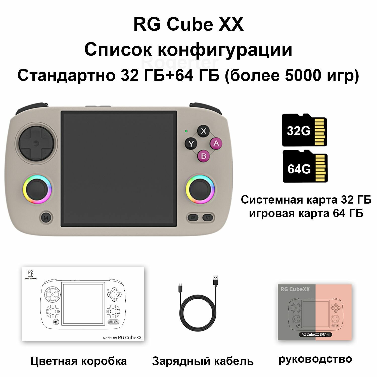 Портативная игровая консоль ANBERNIC RG CubeXX, система Linux, квадратный экран, двойной джойстик, ностальгическая аркадная игровая консоль