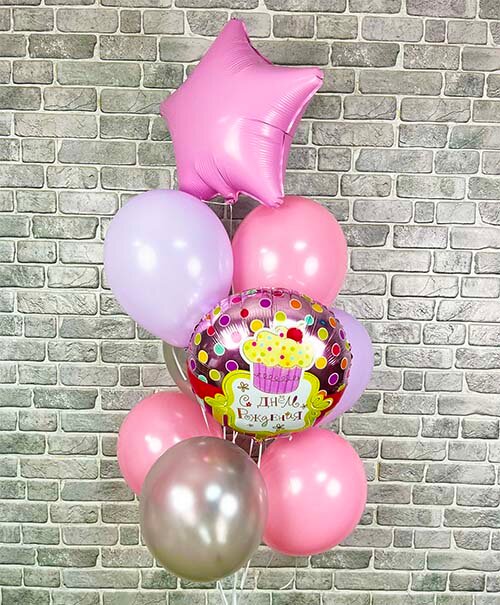 Гелиевые шары фонтан "С Днем Рождения"