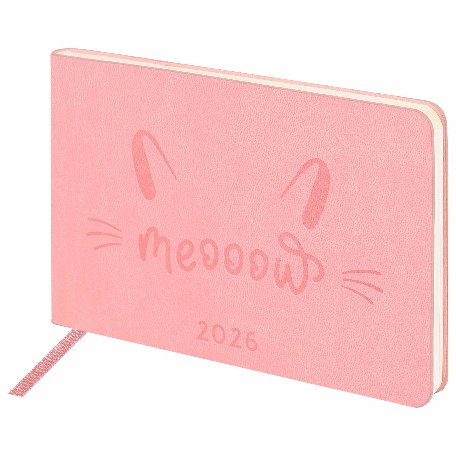 Еженедельник датированный 2026 малый формат 105х160 мм, А6, BRAUBERG "Imprint", тиснение, розовый, 117213