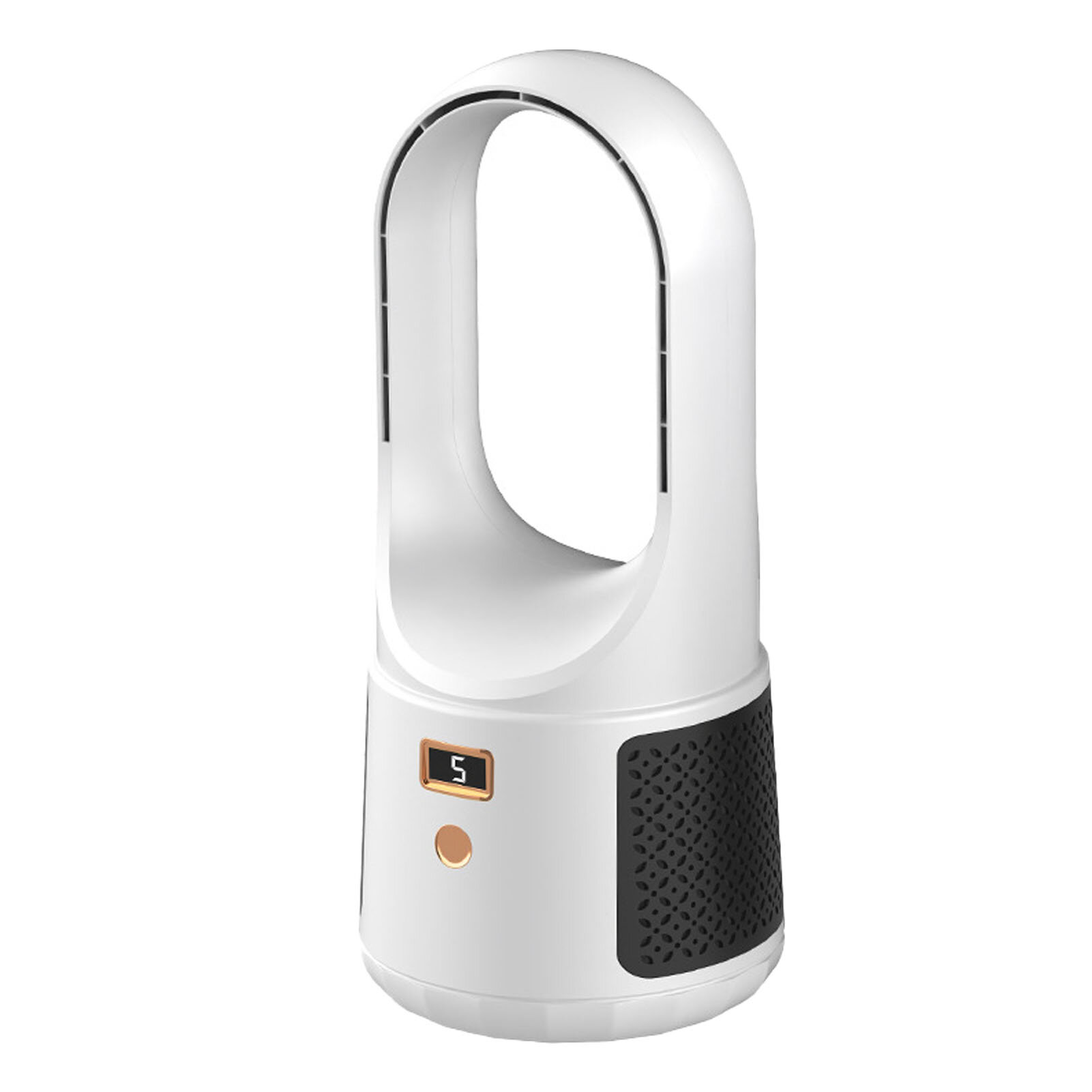 Башенный вентилятор, безлопастной, 6-скоростной режим, USB-зарядка, светодиодный дисплей, малошумный настольный вентилятор для семейного офиса, общежития, белый