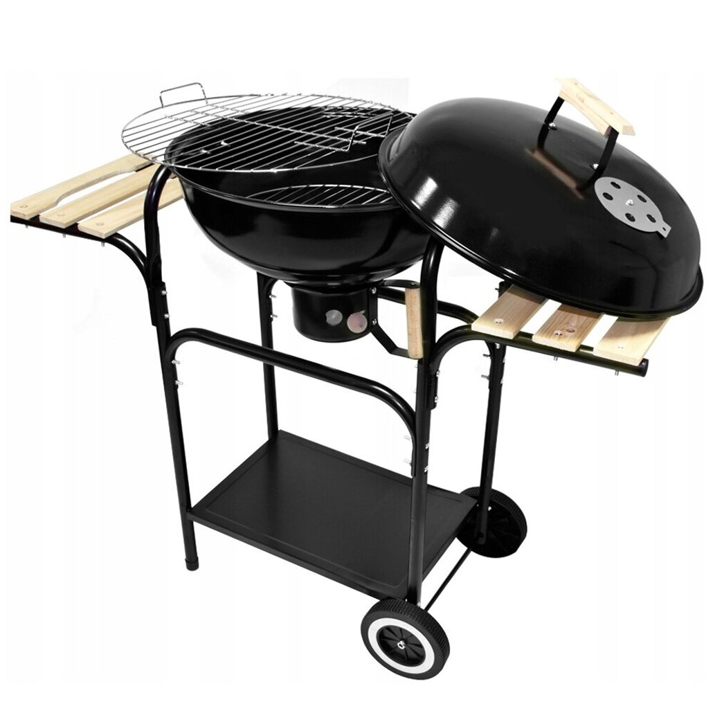 Гриль-мангал передвижной с 2 полками, металл, черный, колеса для удобного перемещения