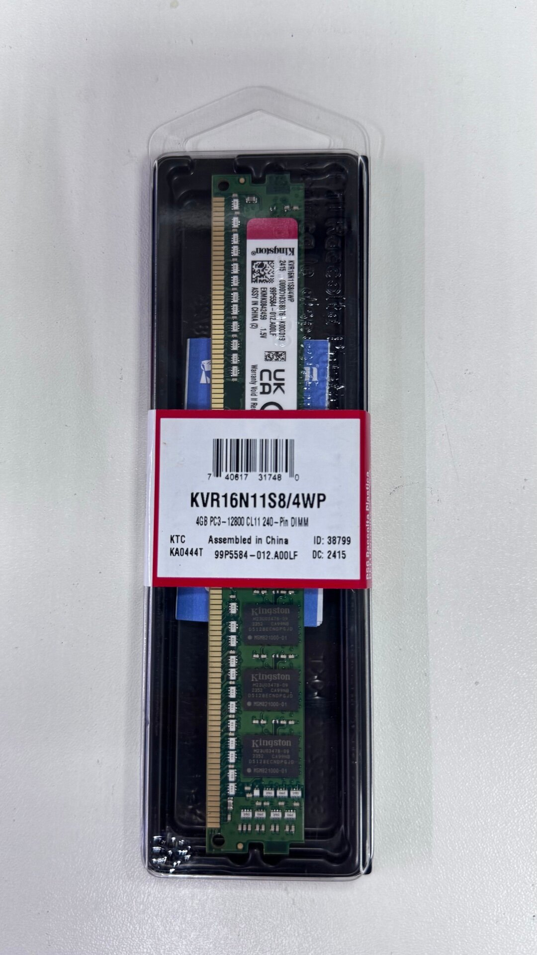 Оперативная память Kingston Valueram KVR16N11S8/4WP 4 Гб, DDR3, DIMM, 1600МГц