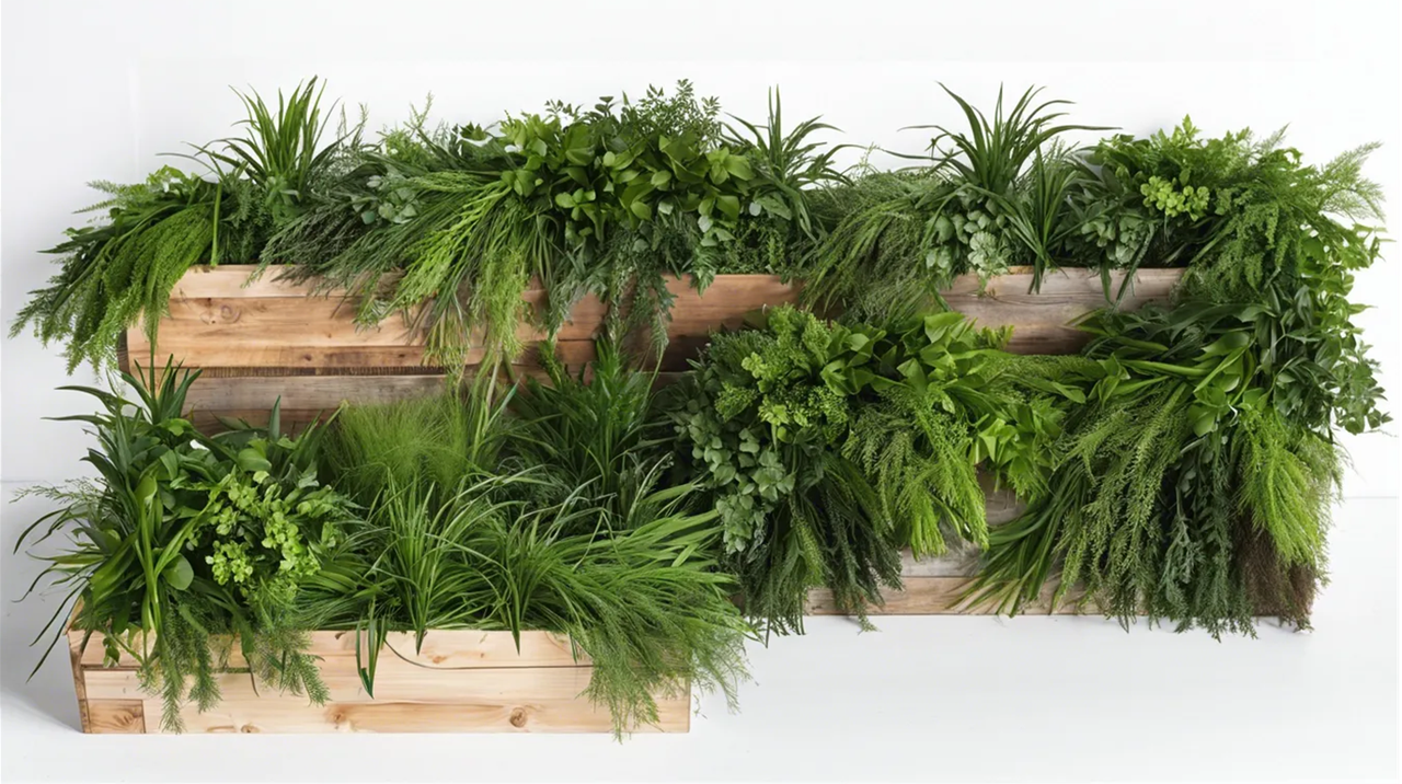 Кашпо с композицией из искусственных растений комплект из 3 шт. №230, В60*Д100*Ш25