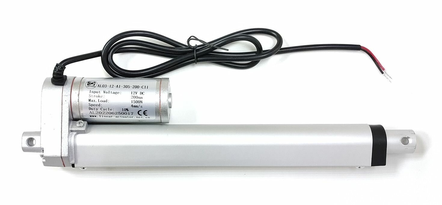 Линейный электропривод 12 В, 100 мм ход, 10 мм/с, усилие 1000 Н для автоматики ворот, дверей и механизмов, компактный актуатор с плавным ходом