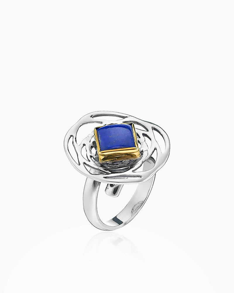 Кольцо, серебро, 925 проба, лазурит