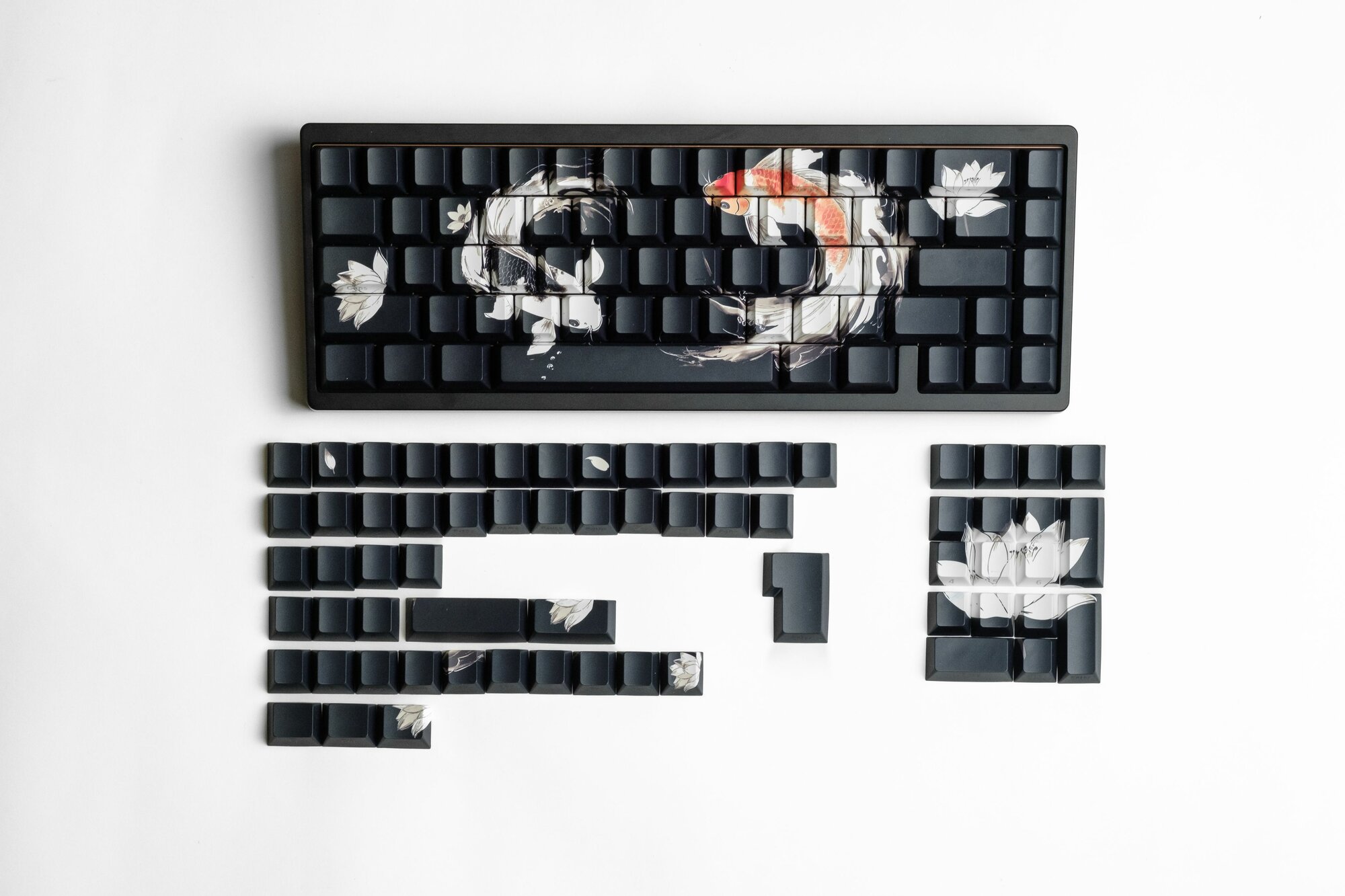 Кейкапы для механической клавиатуры Lucky Koi: 130 клавиш, подсветка, PBT, боковая печать, Cherry