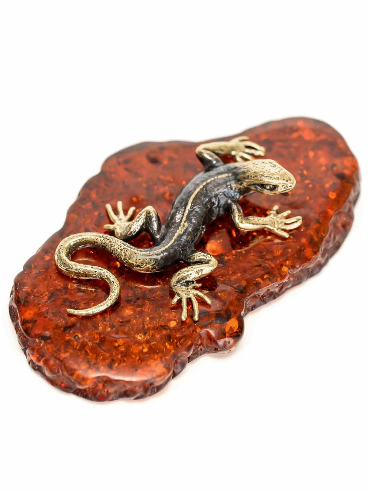 Сувенирная фигурка - Ящерица Василиск, Балтийский Янтарь, 1,8 см