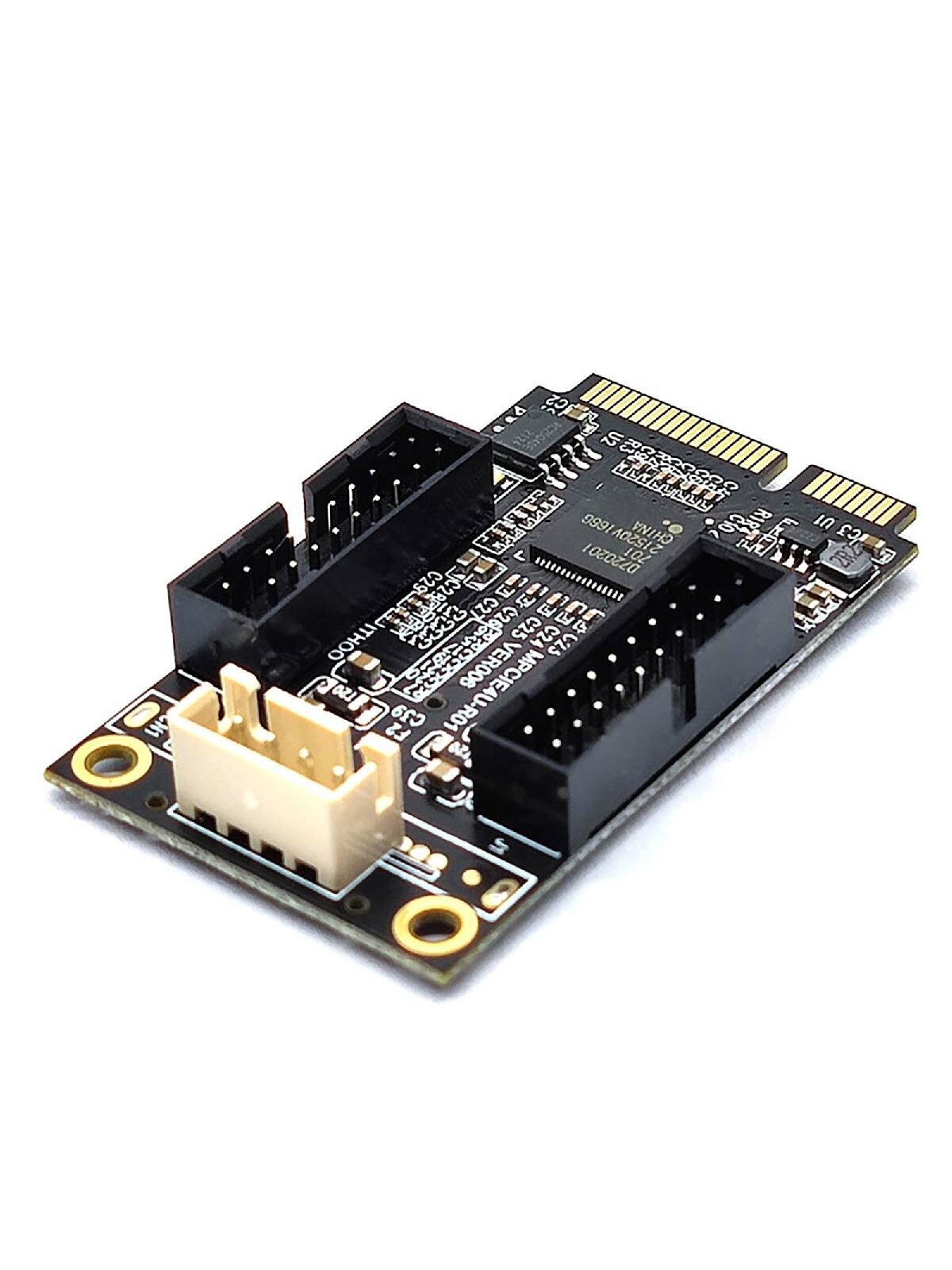 Mini PCIe to Dual 19-Pin Front Panel Extension Card Mini PCIE to USB3.0 Front PIN Head 19PIN Small 4-Pin/Sata Connector