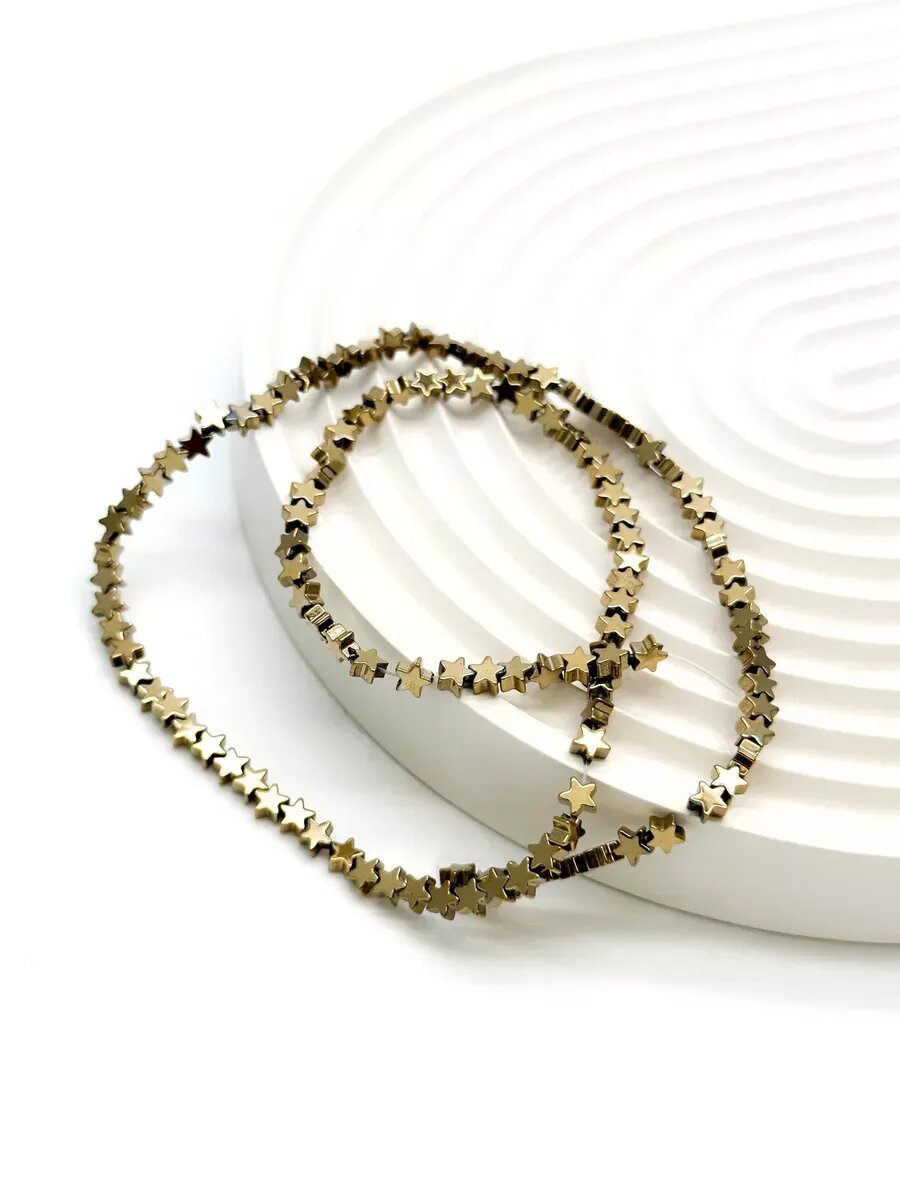 1032 Бусины золотистые зеркальный отлив для колье 4 мм 1 шт