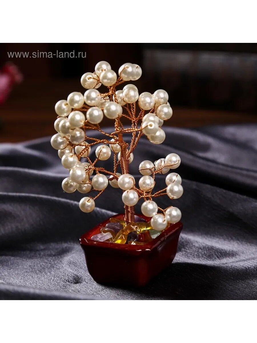 Элегантный декоративный бонсай с жемчугом и ракушками