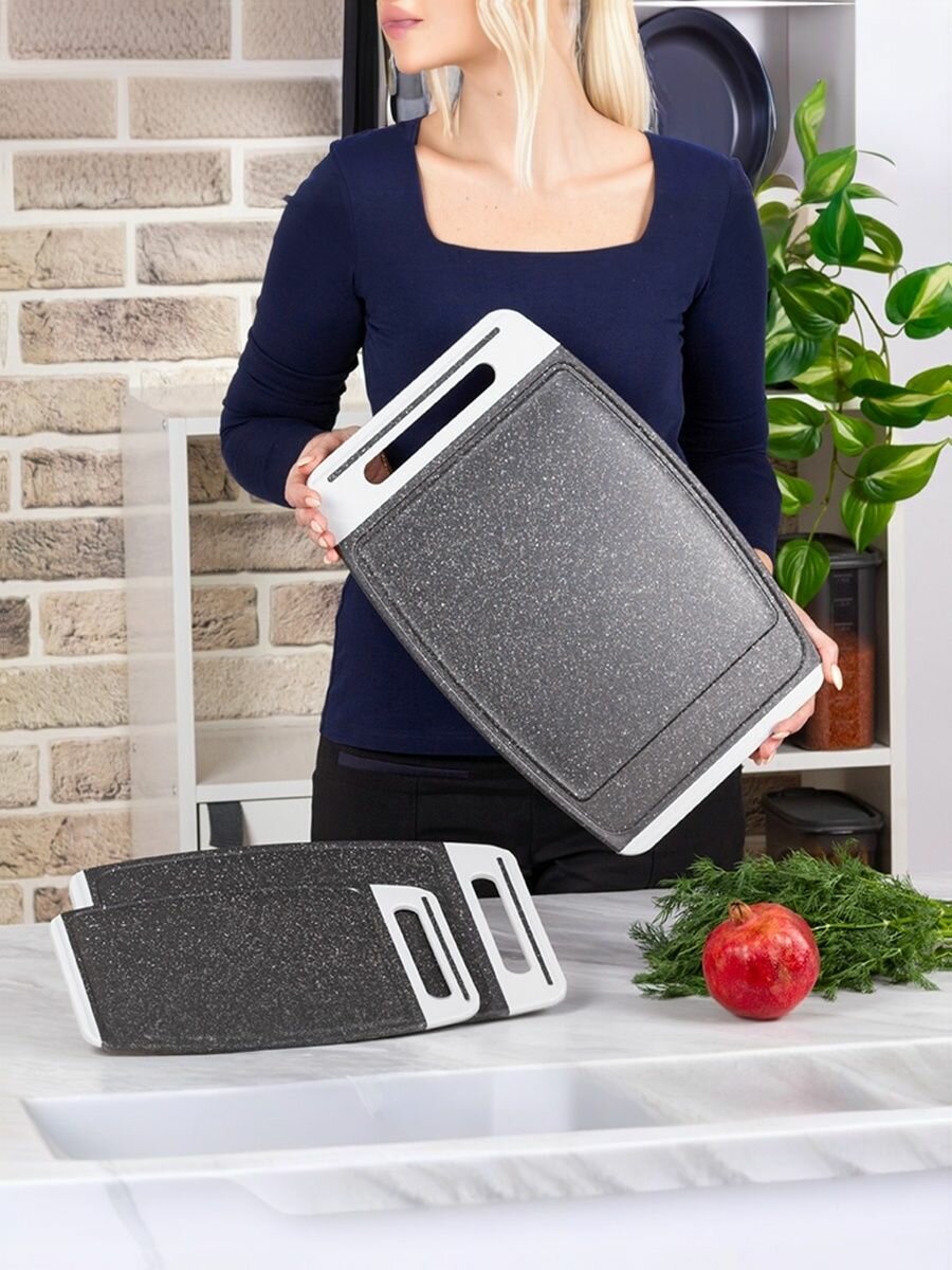 Доска разделочная хеви 405х275 черный камень