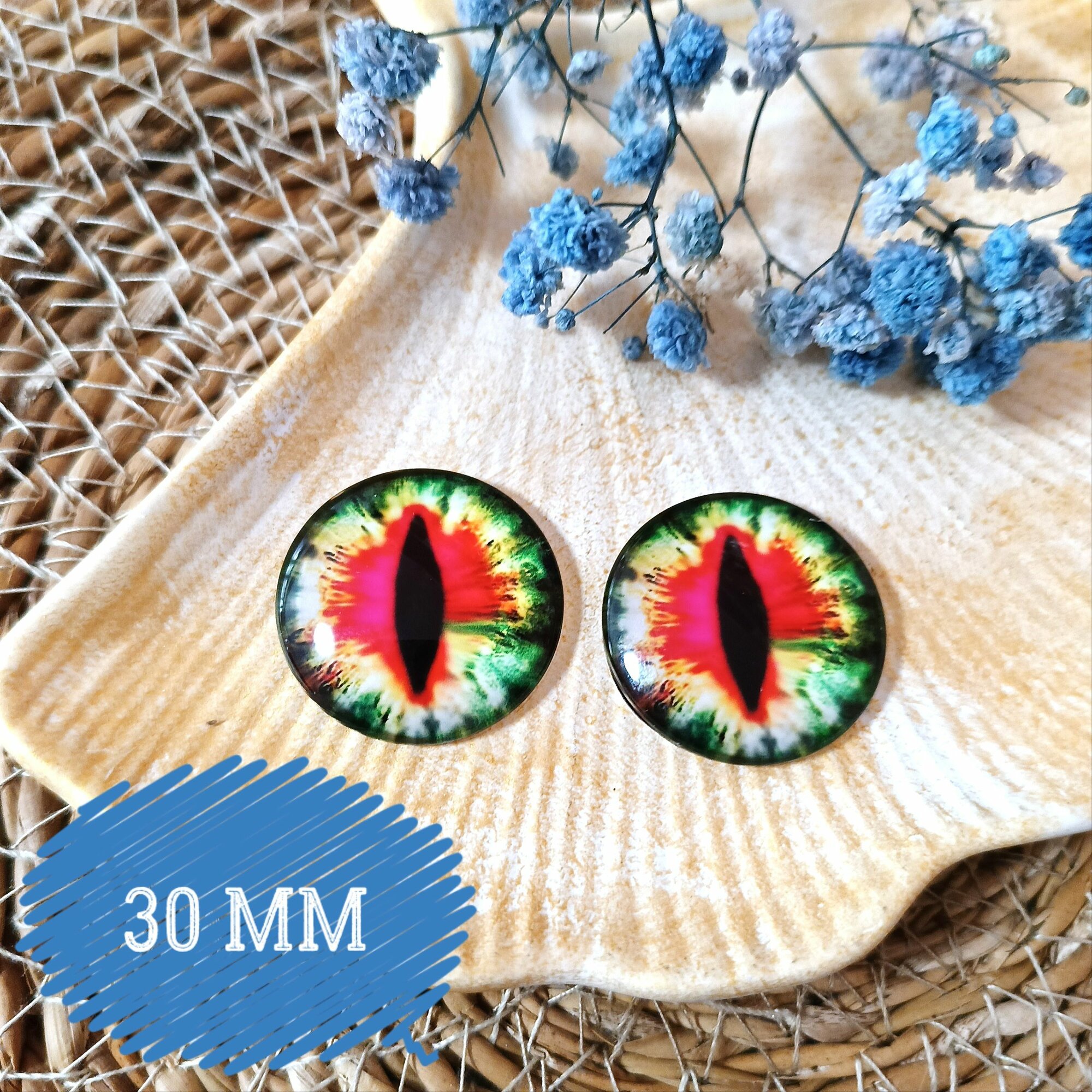 Глаза стеклянные кабошоны для игрушек 30мм 2шт