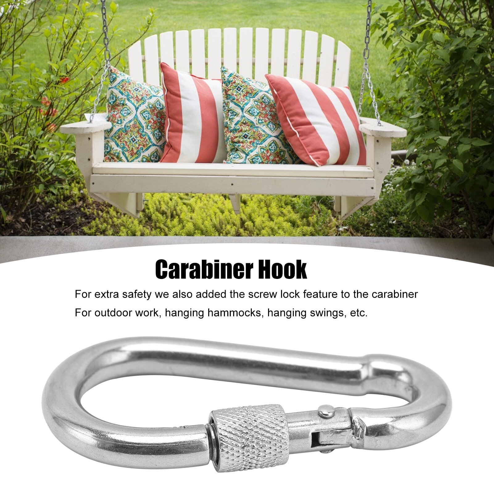 Карабиновый крюк Прочный и многофункциональный карабин с пружинным замком из нержавеющей стали 304M5x50