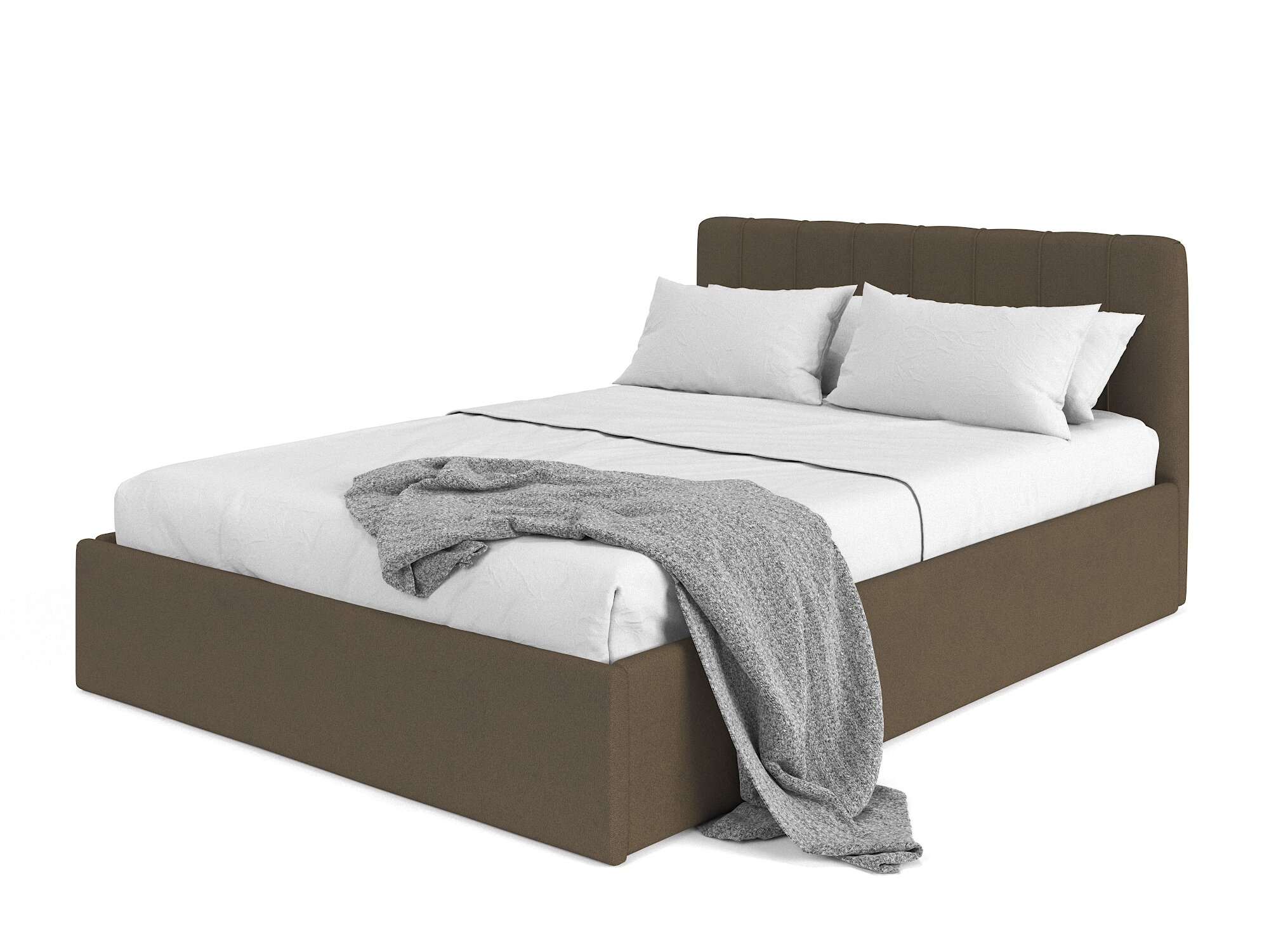 Кровать Soft Element Эра Brown 180х200, с мягким изголовьем, с подъемным механизмом, с ящиками, рогожка