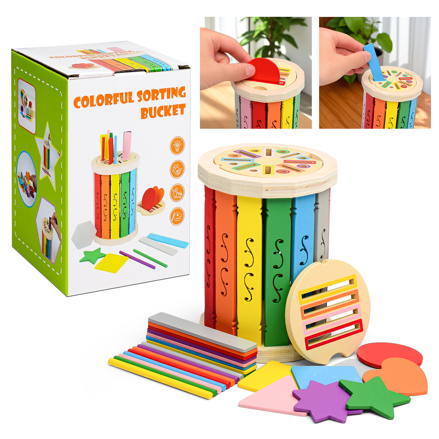 Игра развивающая D2023 "Цветной сортер" 10х14 см, дерево, от 3 лет