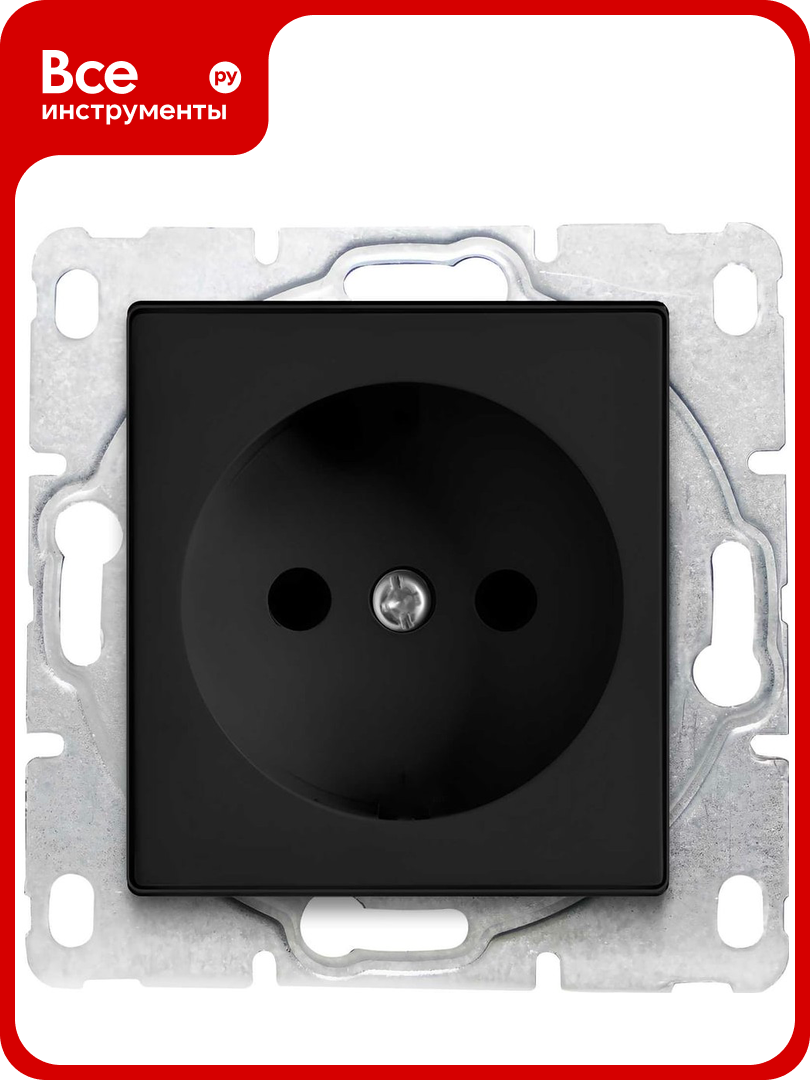 Розетка Metronex Electric Roma Black одинарная без заземления без рамки FRZ00020107CMT