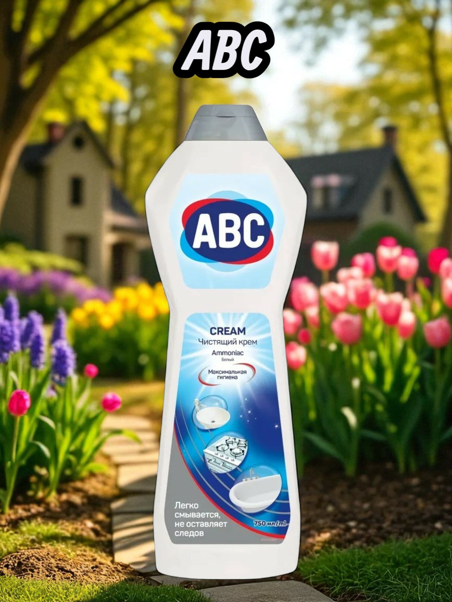 ABC Ammoniac - Универсальный чистящий крем Максимальная гигиена белый, 750 мл