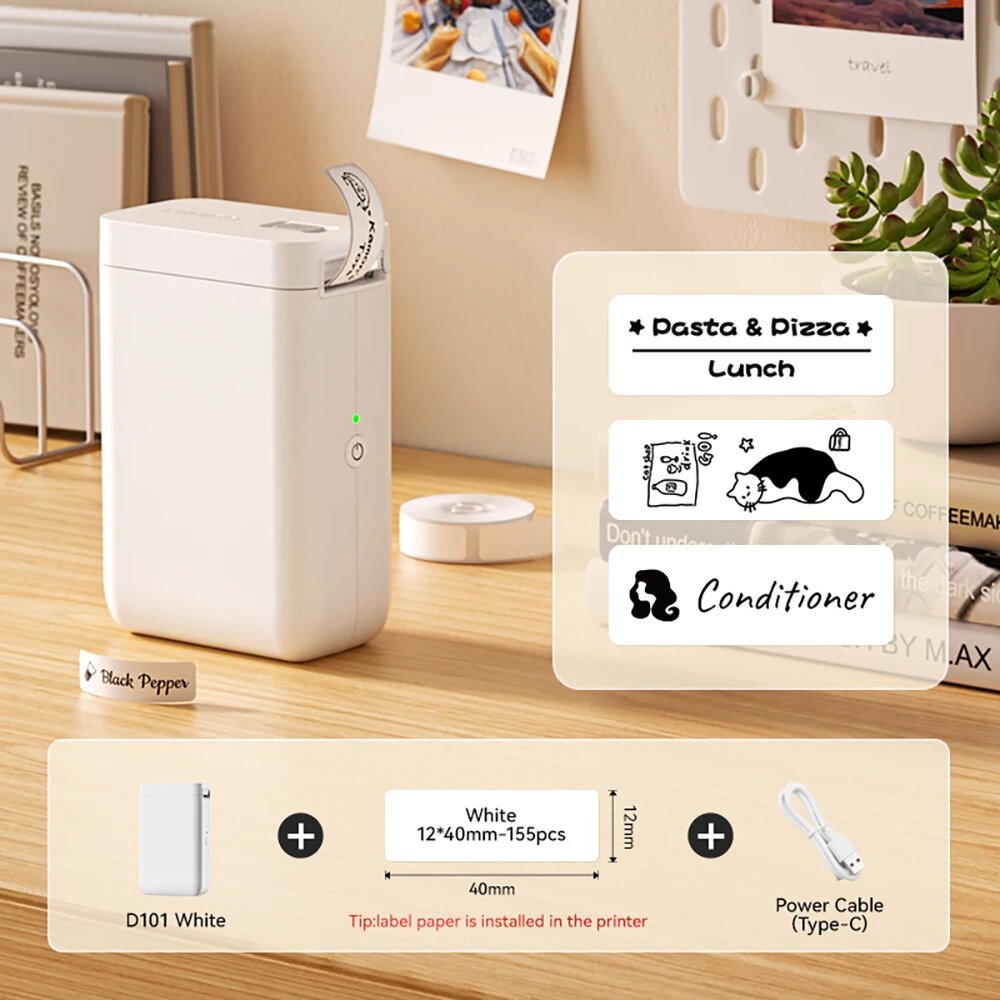 Niimbot D11 D110 D101 H1S Мини-термопринтер Карманный принтер для изготовления этикеток USB Bluetooth Принтер для этикеток Бесчернильный принтер DIY Название Ценник, D101