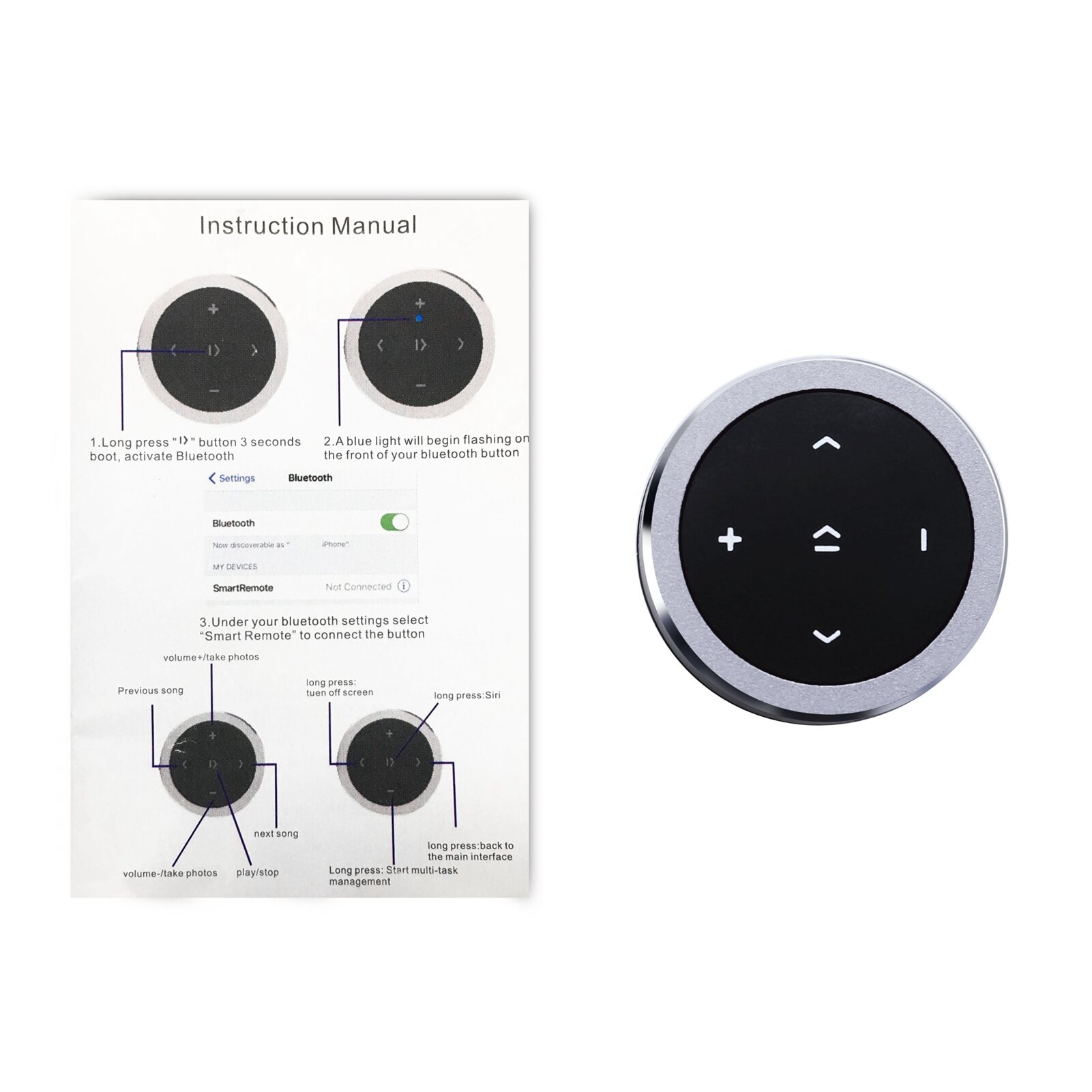 Беспроводной пульт дистанционного управления на руль автомобиля с Bluetooth 4.0, кнопки управления мультимедиа для мобильного телефона или планшета.