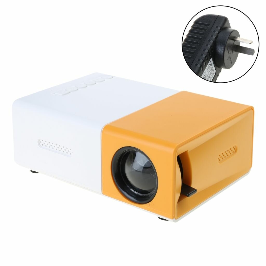 Мини-проектор YG300 mini HD 1080p-желтый и белый-австралийский стандарт