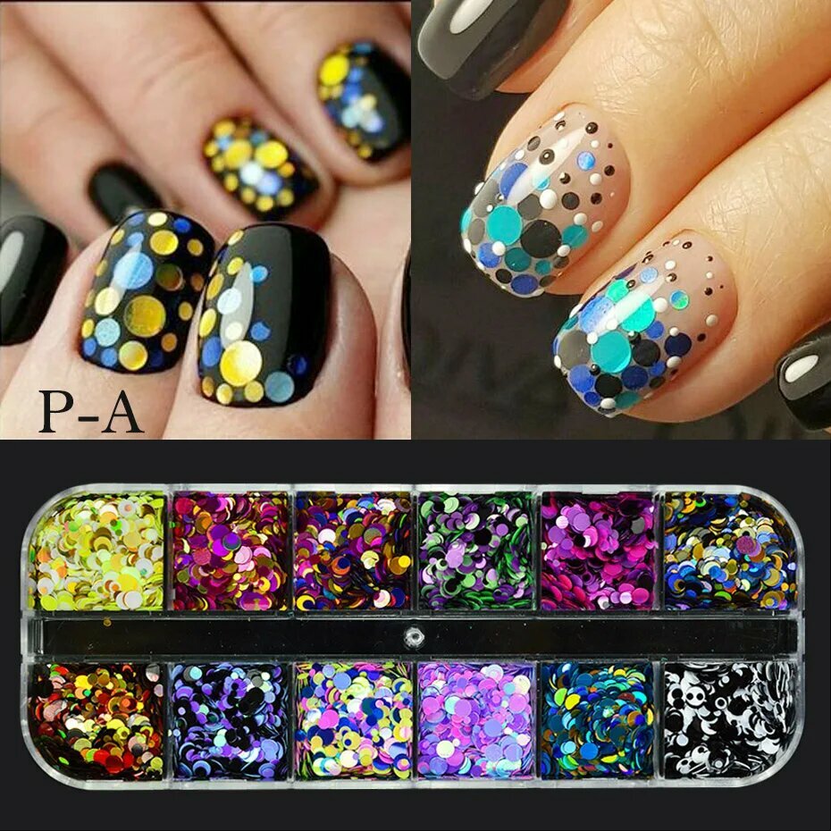 SWEET TREND Блестки для ногтей 12 цветов