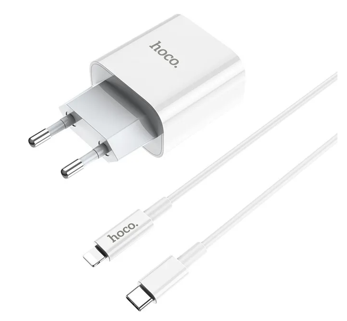 Сетевое зарядное устройство, 1 PD 20W + 1 USB 3.0 QC (C76A Plus), HOCO, Type-C to Lightning, белый