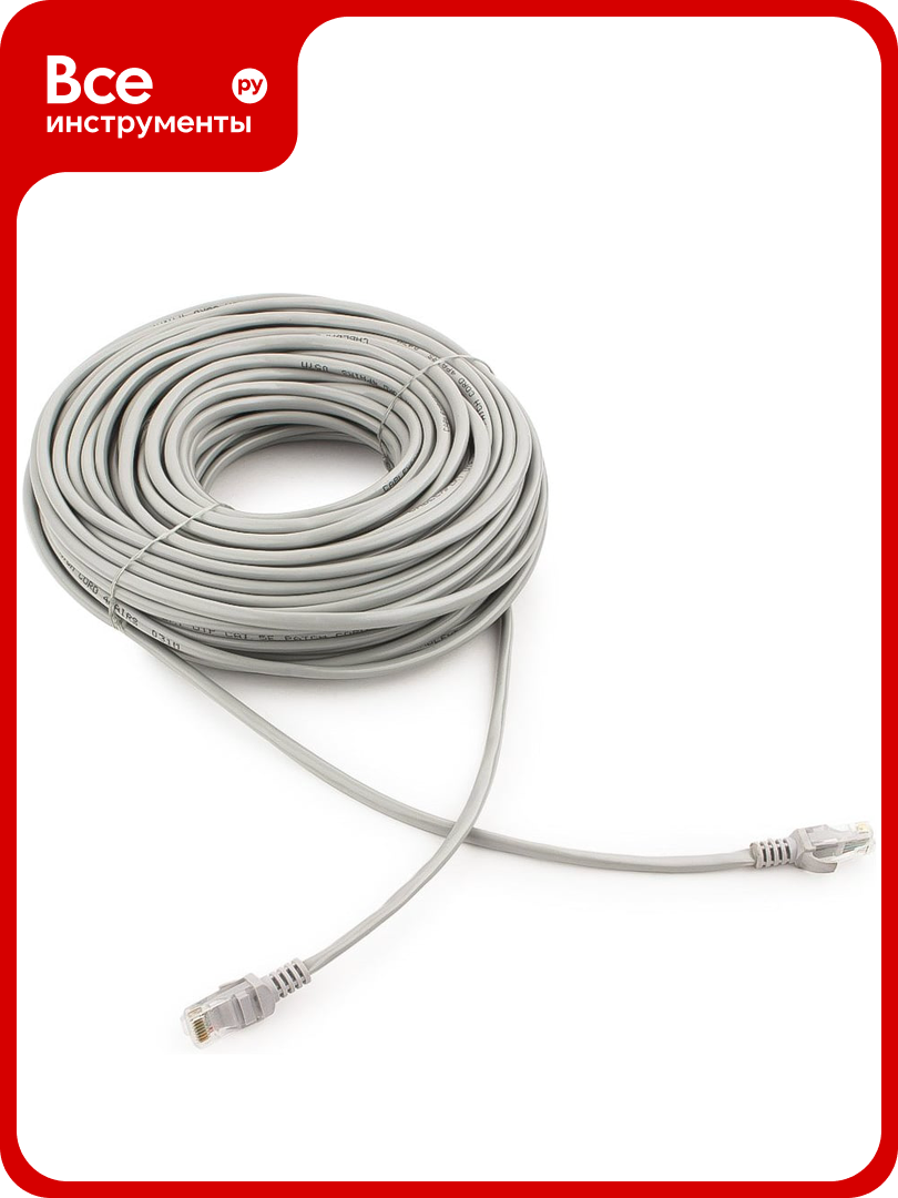 Многожильный литой патч-корд Cablexpert UTP кат.5e, 30м, серый PP12-30M, медный, белый,