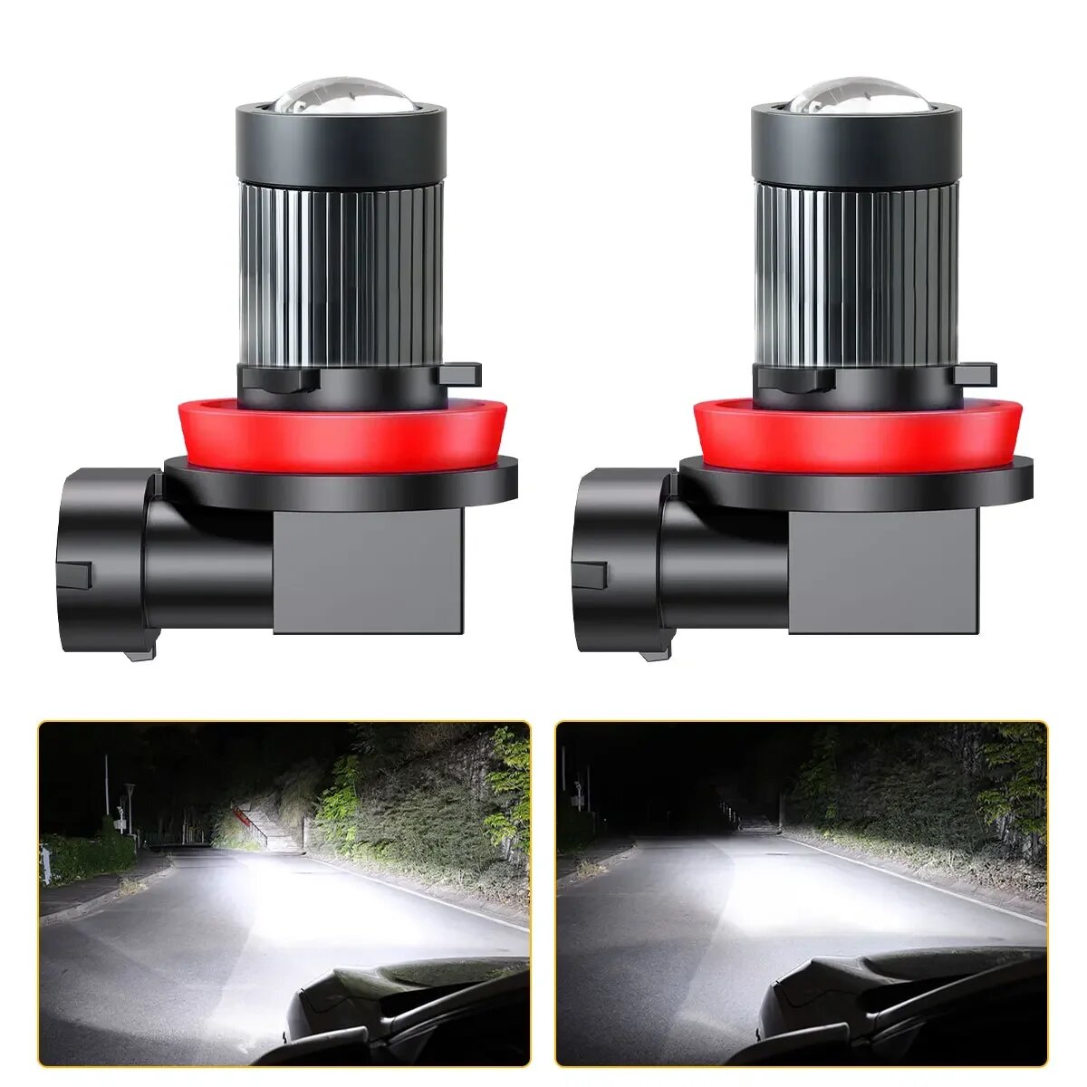 Лазерная линза H7 H11 Светодиодная противотуманная фара H8 H16 jp 9005 HB3 9006 HB4 8000K 6000K 3000K Зеленые противотуманные фары для автомобиля 1:1 Мини-дизайн H11 H8 White