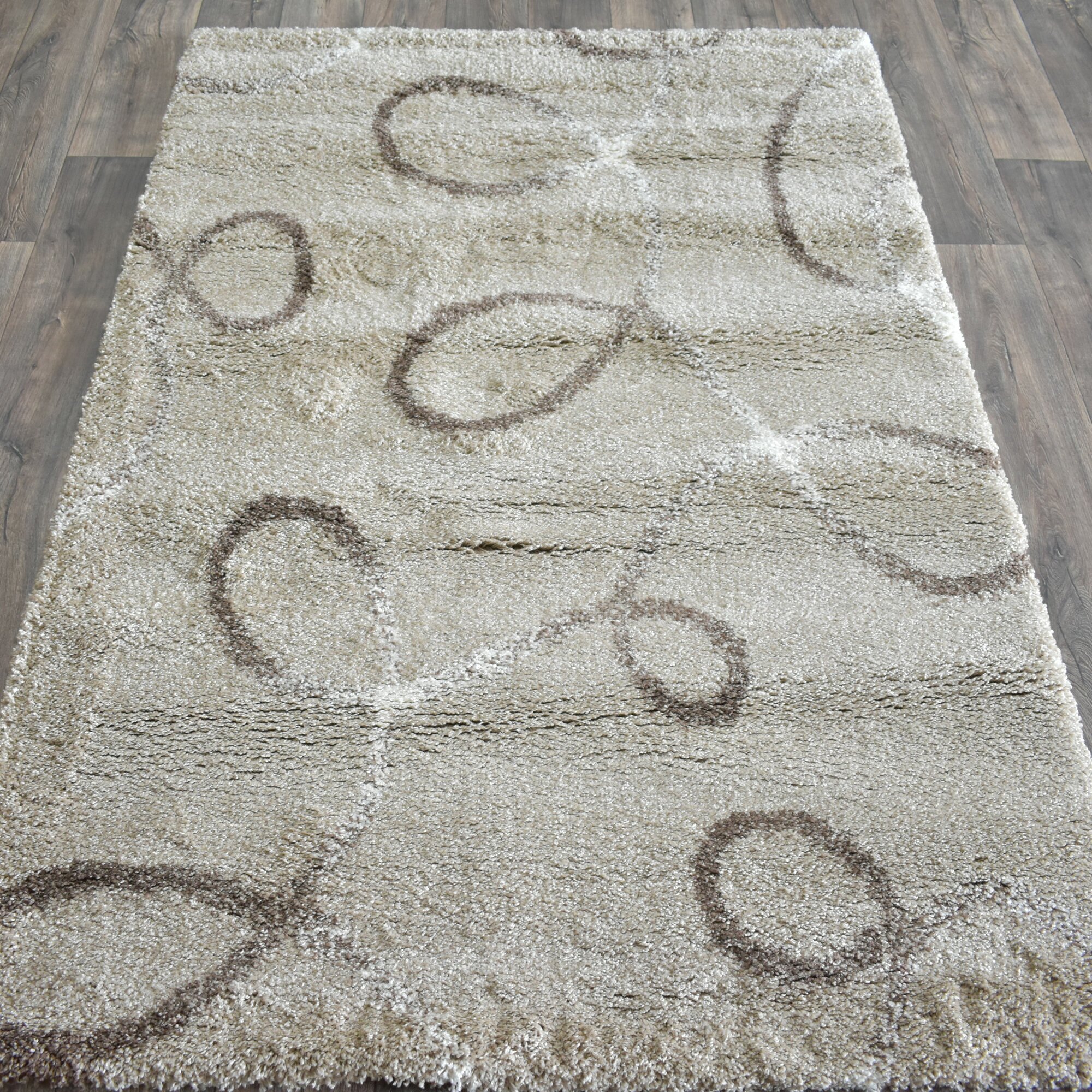 Ковер на пол прямоугольный пушистый Moldabela Shaggy, 13421-33848, бежево-коричневый, 1.6*2.3 м