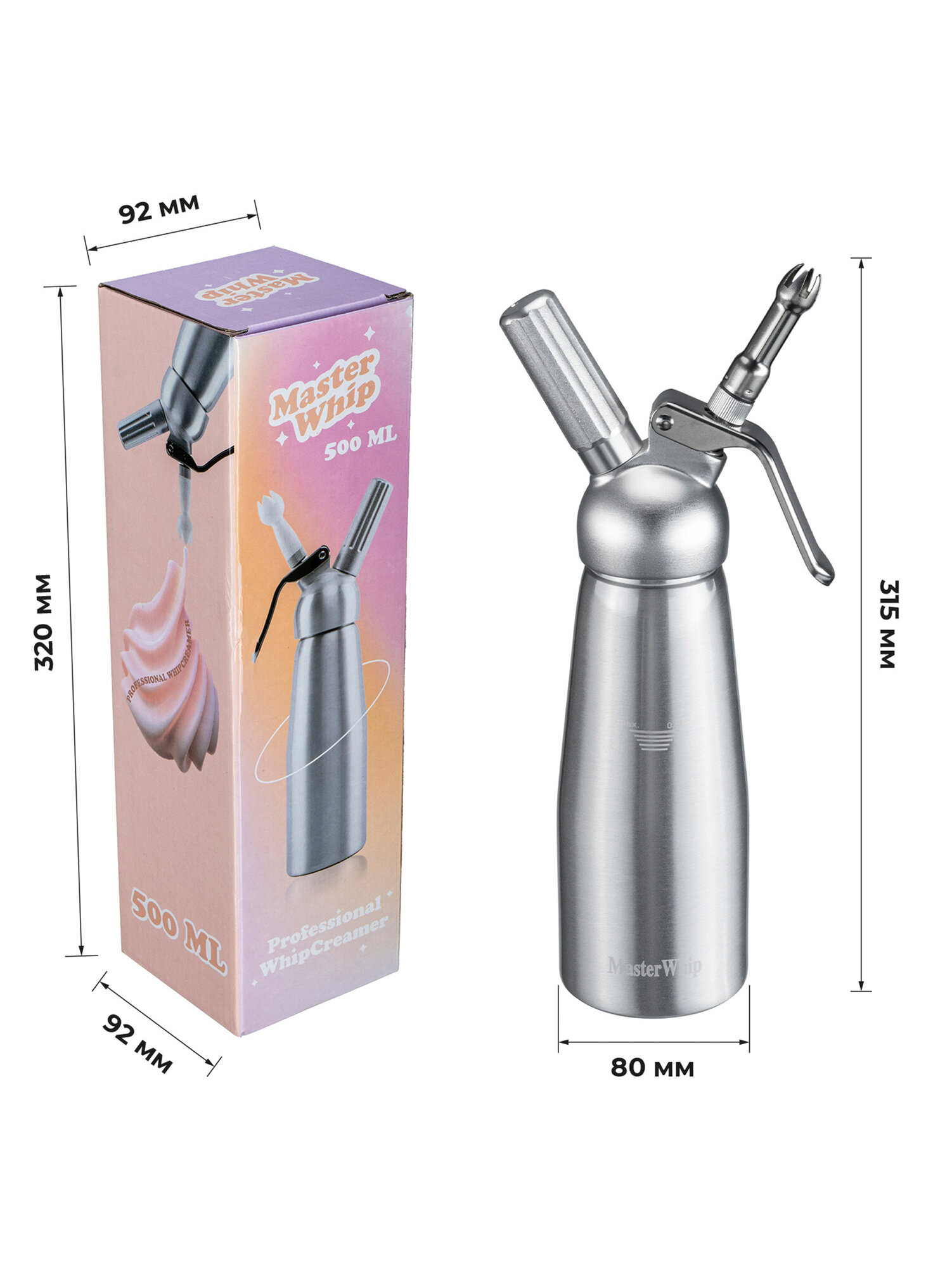 MasterWhip Сифон (кремер) для взбивания сливок MasterWhip 0,5 л.