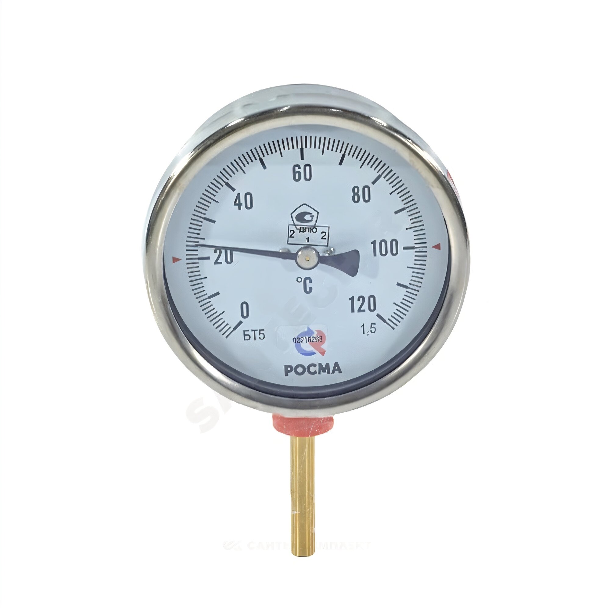 Термометр биметаллический радиальный Дк100 120С L=46мм G1/2" БТ-52.211 Росма 00000002643