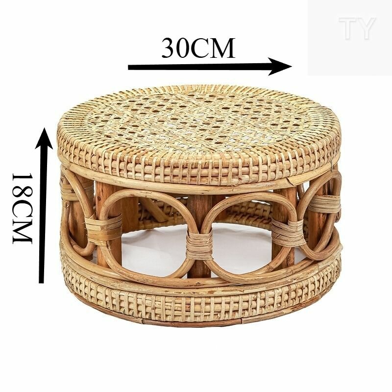 Круглый табурет ручной работы из бамбука и ротанга