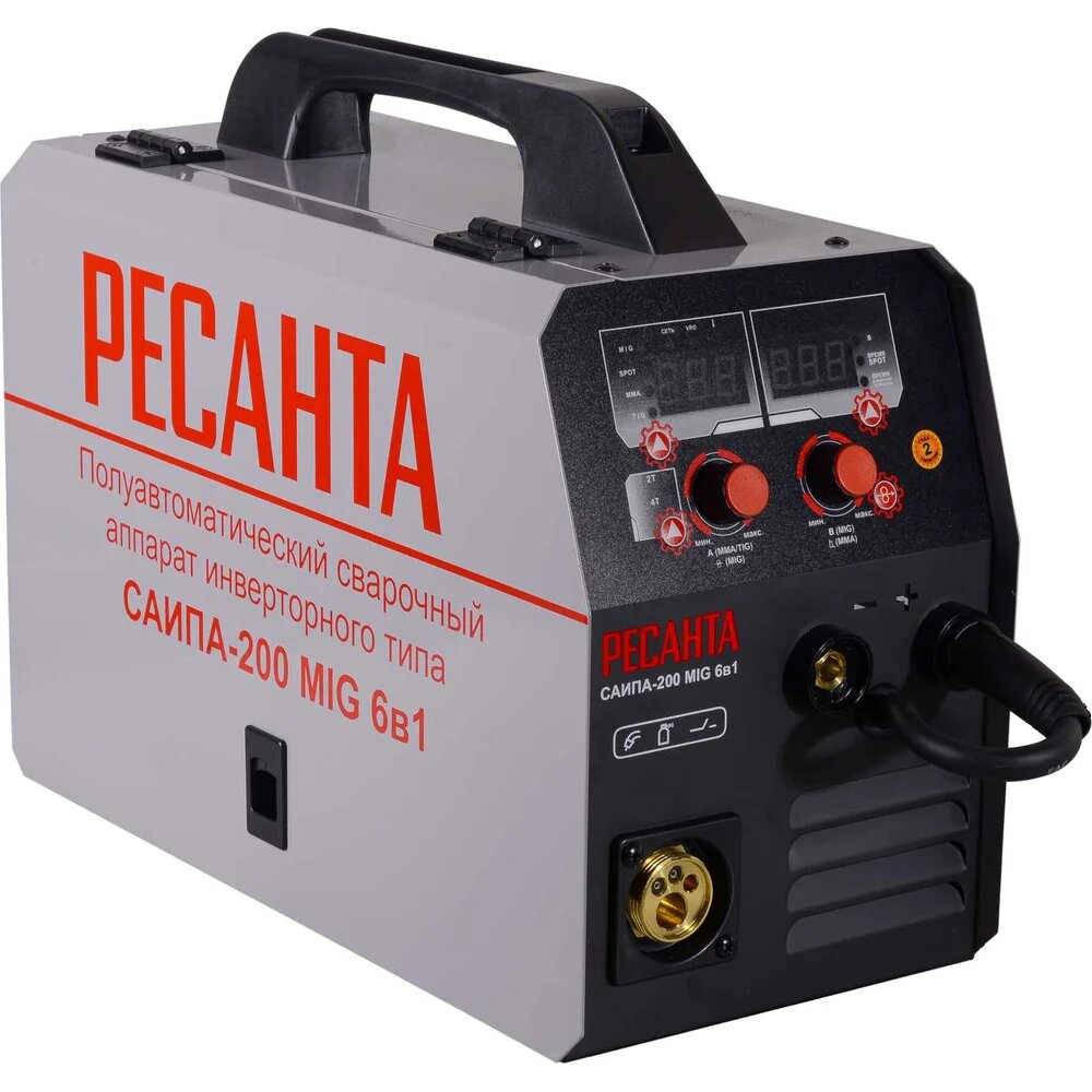 Сварочный полуавтомат Ресанта САИПА-200 MIG 6в1, инверторный аппарат с алюминиевым режимом и цифровым дисплеем