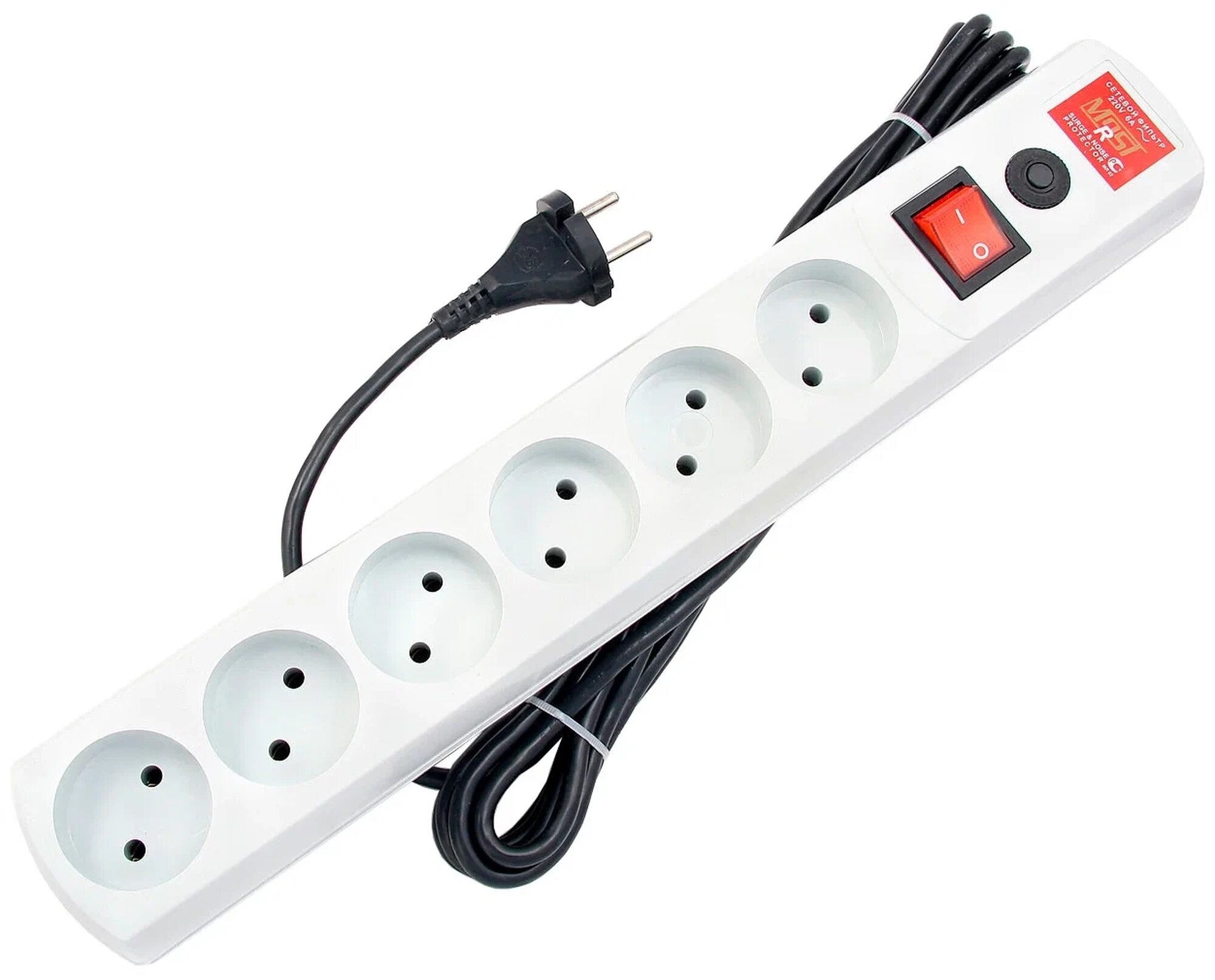 Сетевой фильтр MOST Real R, 6 розеток, б/з, 6А / 1300 Вт 2 м