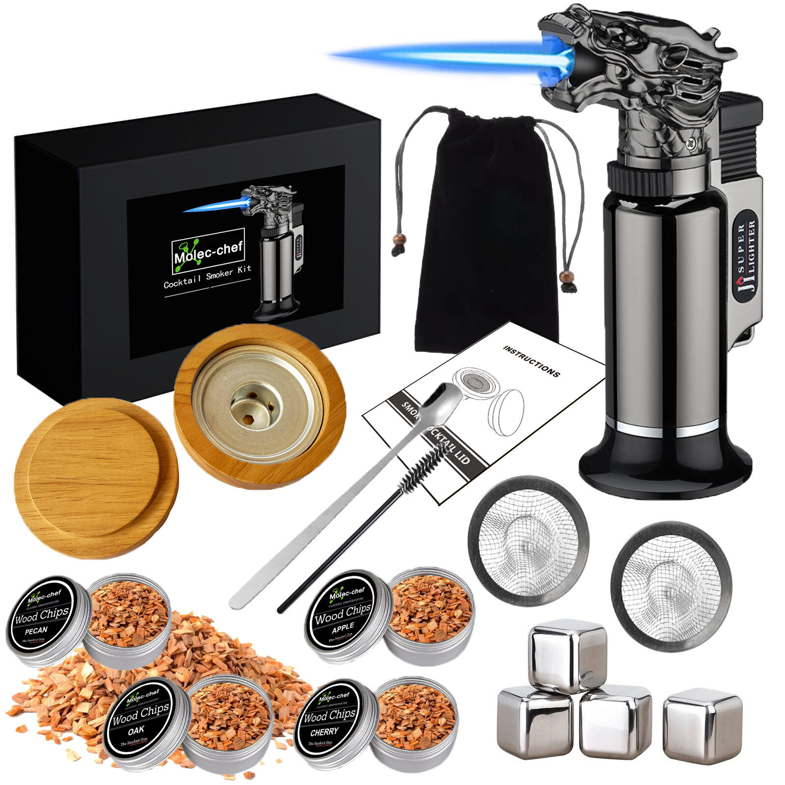 Диск-окуриватель для копчения виски и коктейлей Cocktail Smoker Gurman，Модель подарочной коробки, новые мушкеты